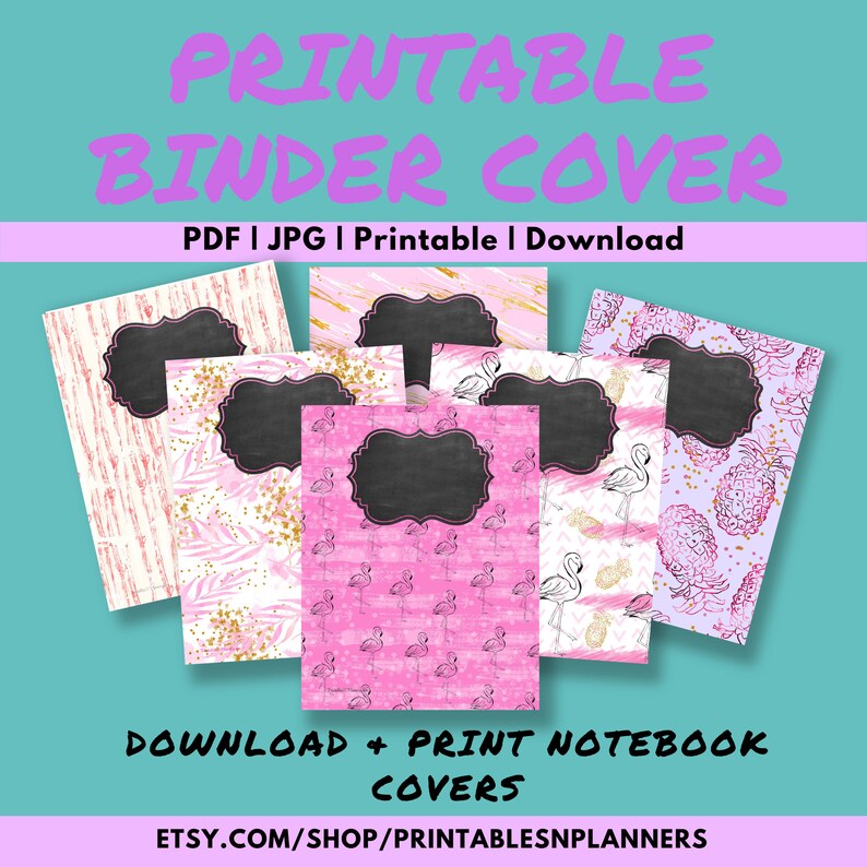 Flamingo Printable Binder Covers, Pink and Gold Printable Notebook ...