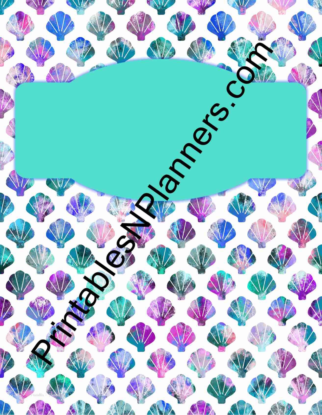 Mermaid 2 Digital Printable Binder Covers, Blue and Green Ocean Print ...