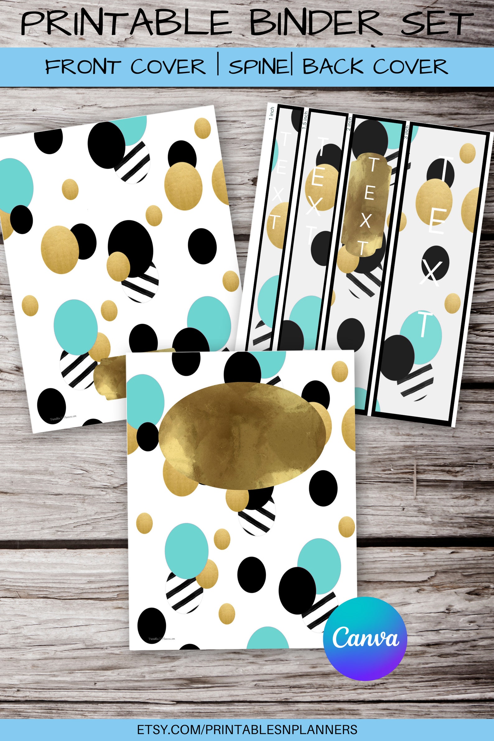 Gold Confetti Printable Binder Cover Set Spine and Back Cover Download ...