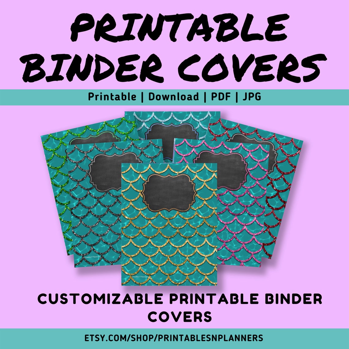 Sparkly Mermaid Printable Binder Covers, Downloadable, Cute Binder ...