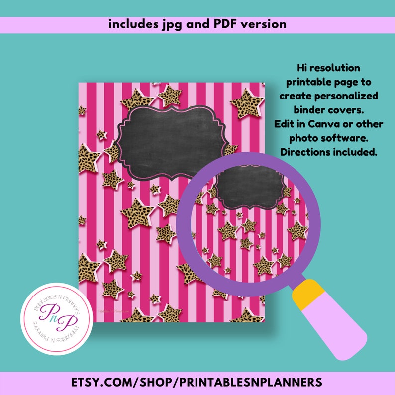 Printable Binder Covers Pink Cheetah Feminine Cover Sheet - Etsy