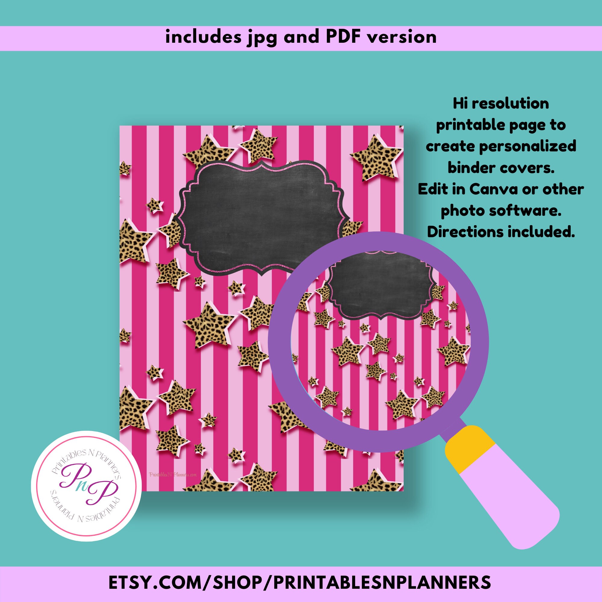 Printable Binder Covers, Pink Cheetah, Feminine Cover Sheet, Hot Pink ...