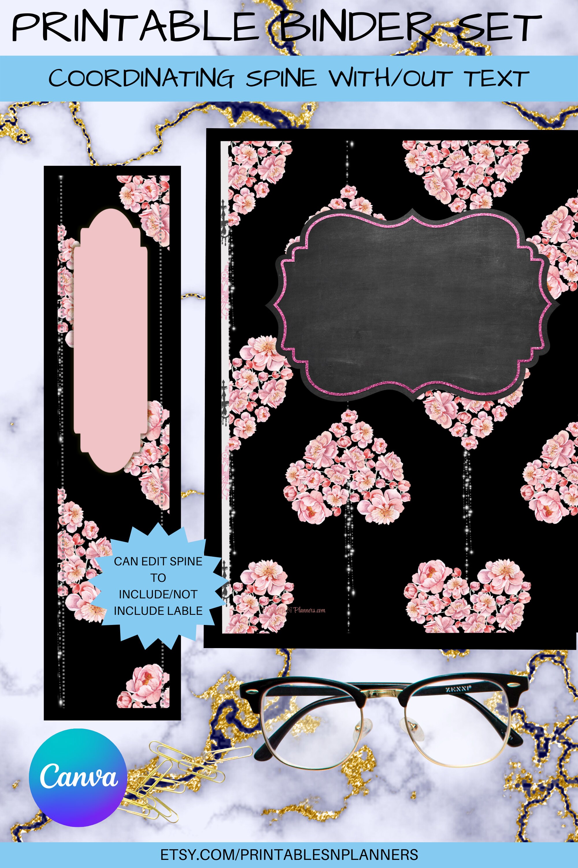 Modern Design Printable Binder Cover Set Binder Cover Spine and Back ...