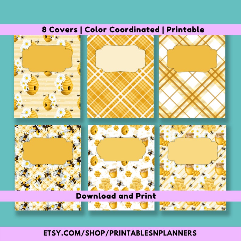 Printable Binder Covers With Bees and Daisy Flowers, Spring Flowers ...