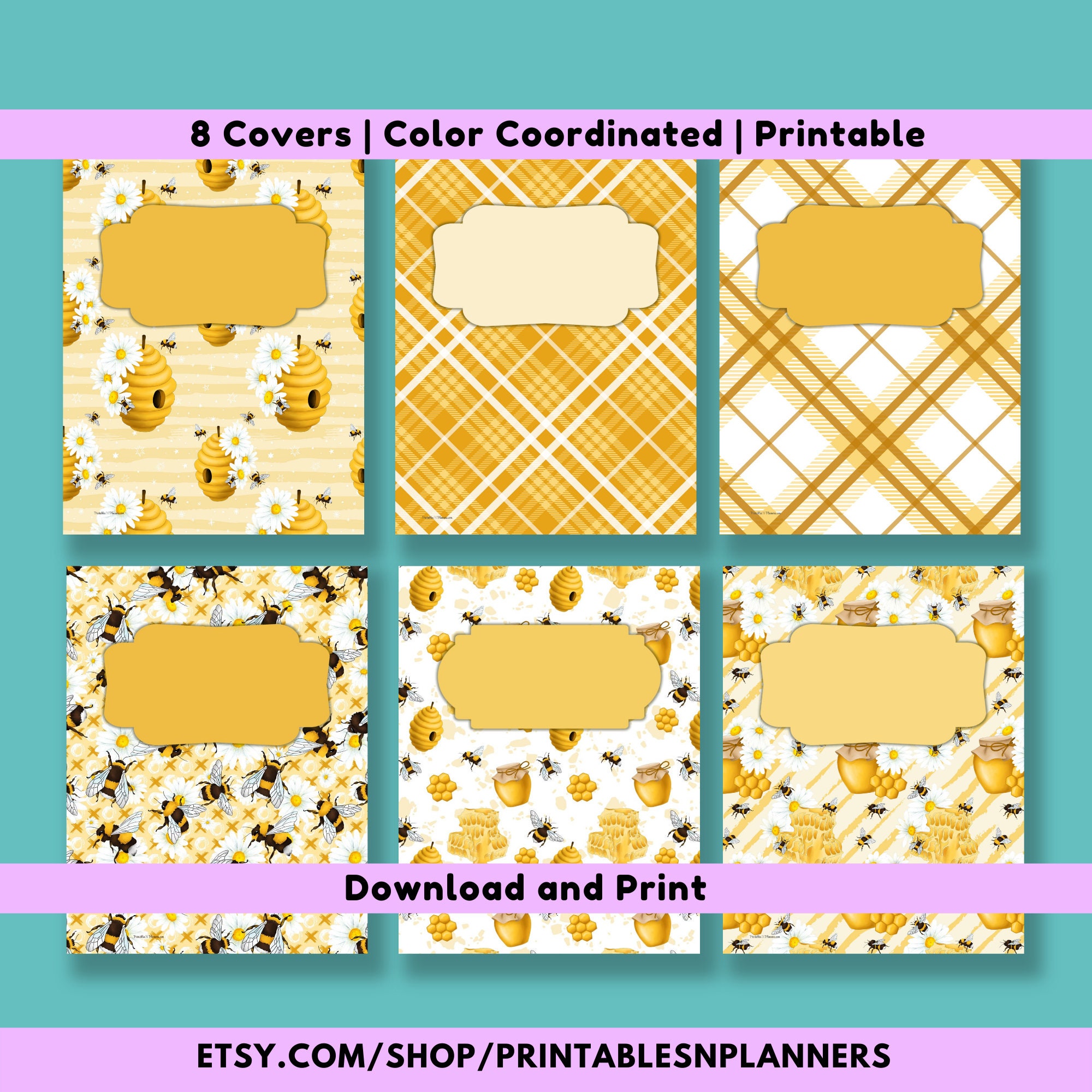 Printable Binder Covers With Bees and Daisy Flowers, Spring Flowers ...