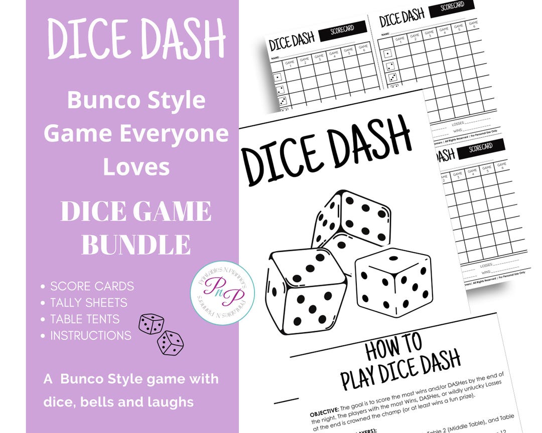 Dice Dash Game Printable | Bunco Style Dice Game | Group Party Game ...