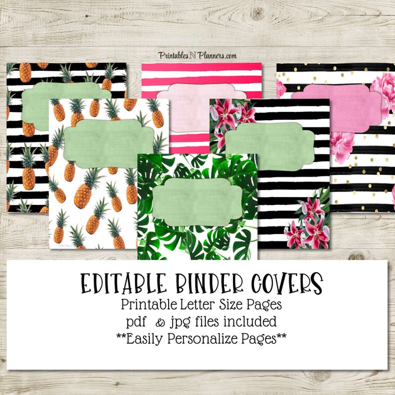 Tropical 2 Design Printable Binder Covers, Editable, Instant Download ...