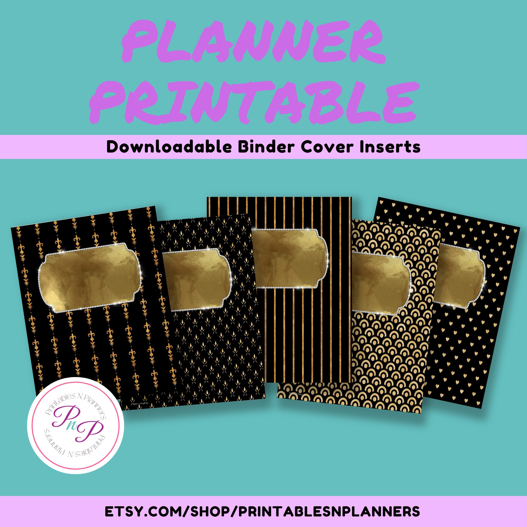 Black and Gold Printable Binder Covers, Editable, Pdf, Jpg, Instant ...