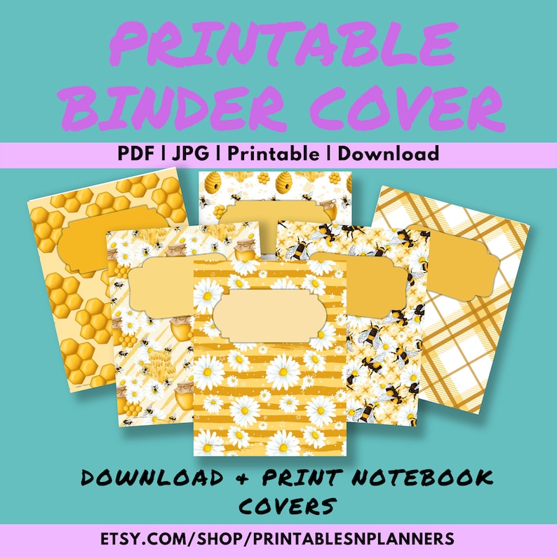 Printable Binder Covers With Bees and Daisy Flowers, Spring Flowers ...