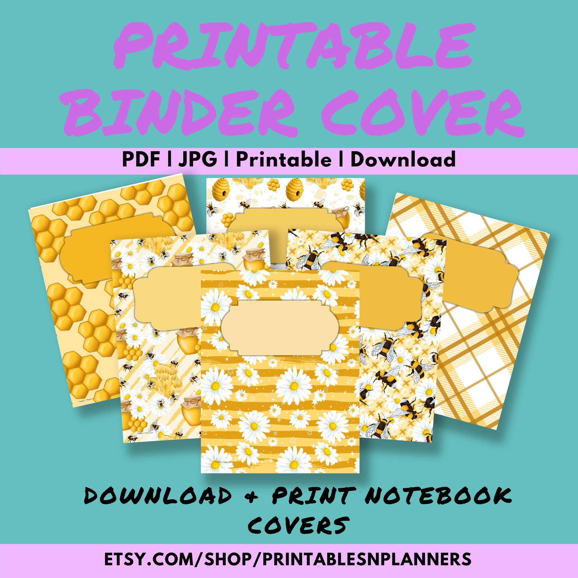 Printable Binder Covers With Bees and Daisy Flowers, Spring Flowers ...