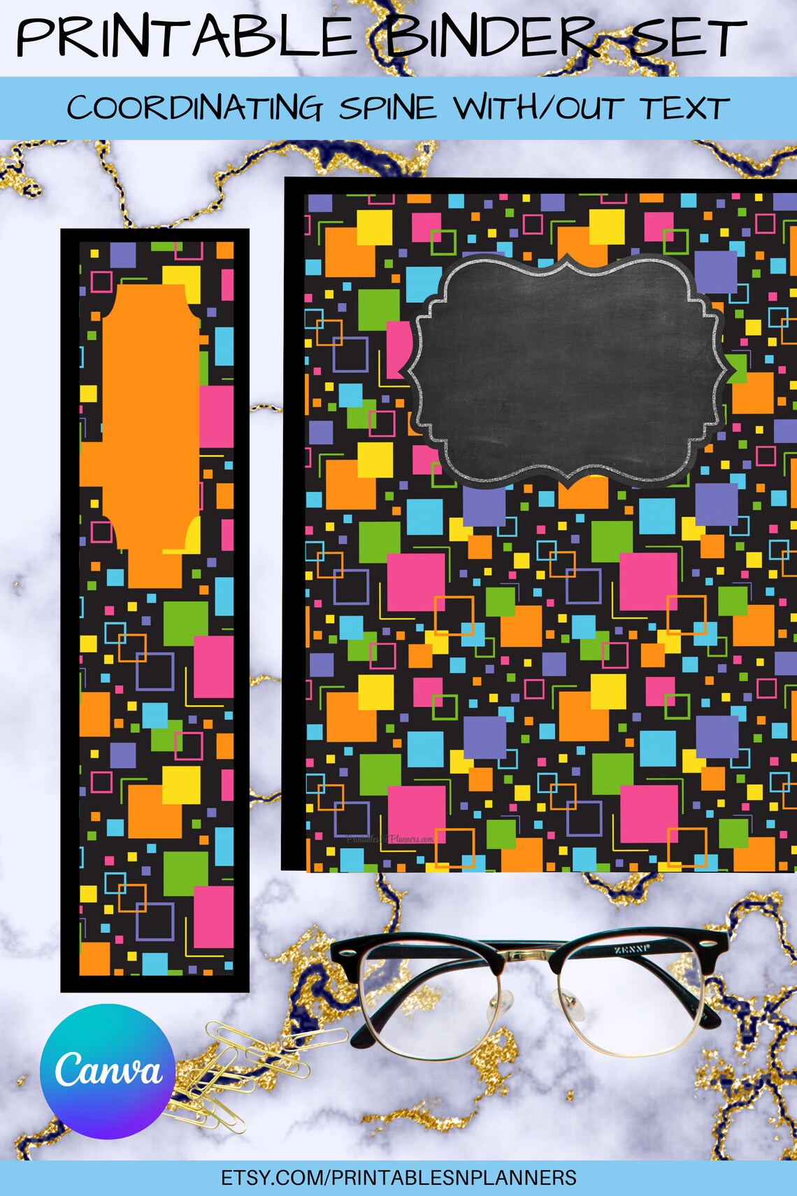 Black Rainbow Print Printable Binder Cover Set Binder Cover Spine and ...