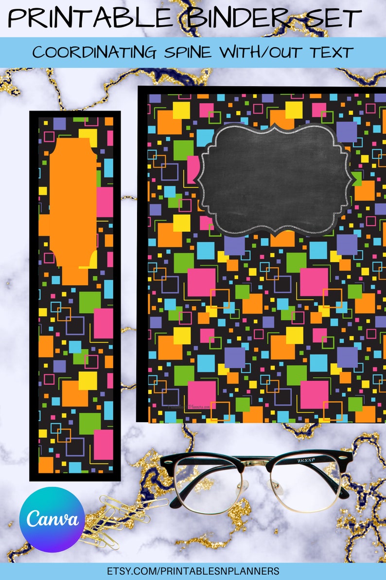 Black Rainbow Print Printable Binder Cover Set Binder Cover Spine and ...