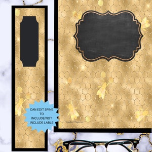 Glamorous Gold Honey Bee Printable Binder Cover Set Binder Cover Spine ...
