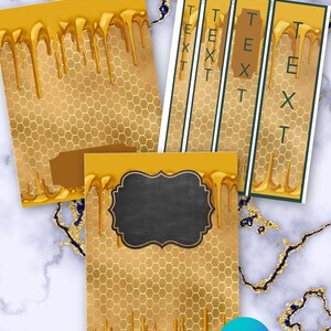 Glamorous Gold Honey Bee Printable Binder Cover Set Binder Cover Spine ...