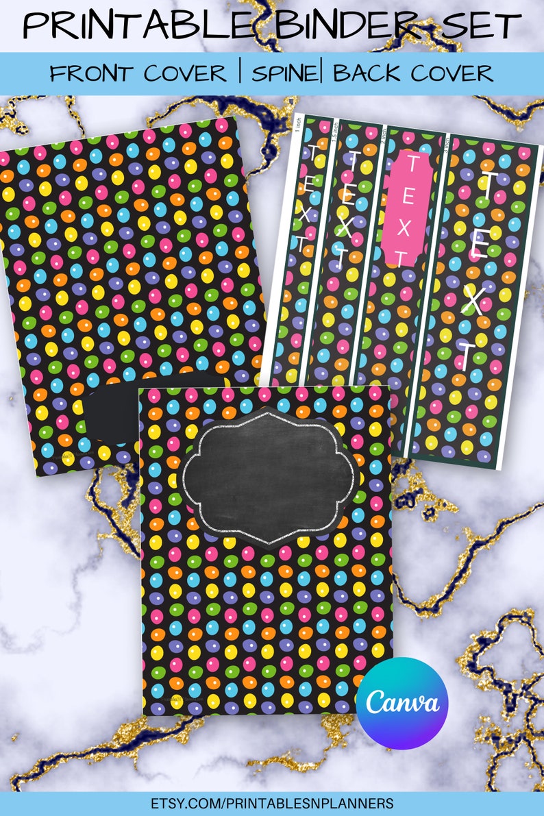 Black Rainbow Print Printable Binder Cover Set Binder Cover Spine and ...
