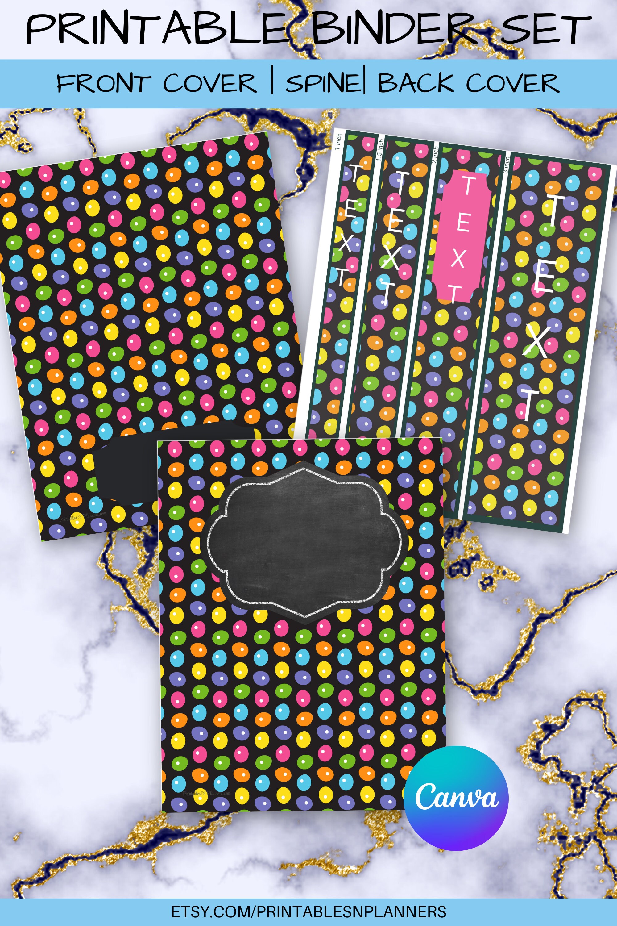 Black Rainbow Print Printable Binder Cover Set Binder Cover Spine and ...