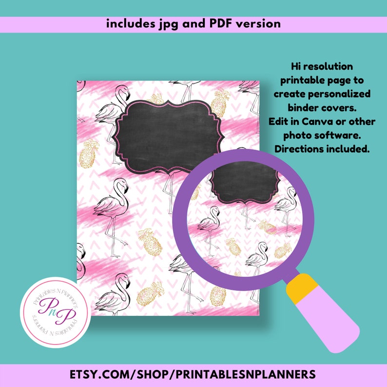 Flamingo Printable Binder Covers, Pink and Gold Printable Notebook ...