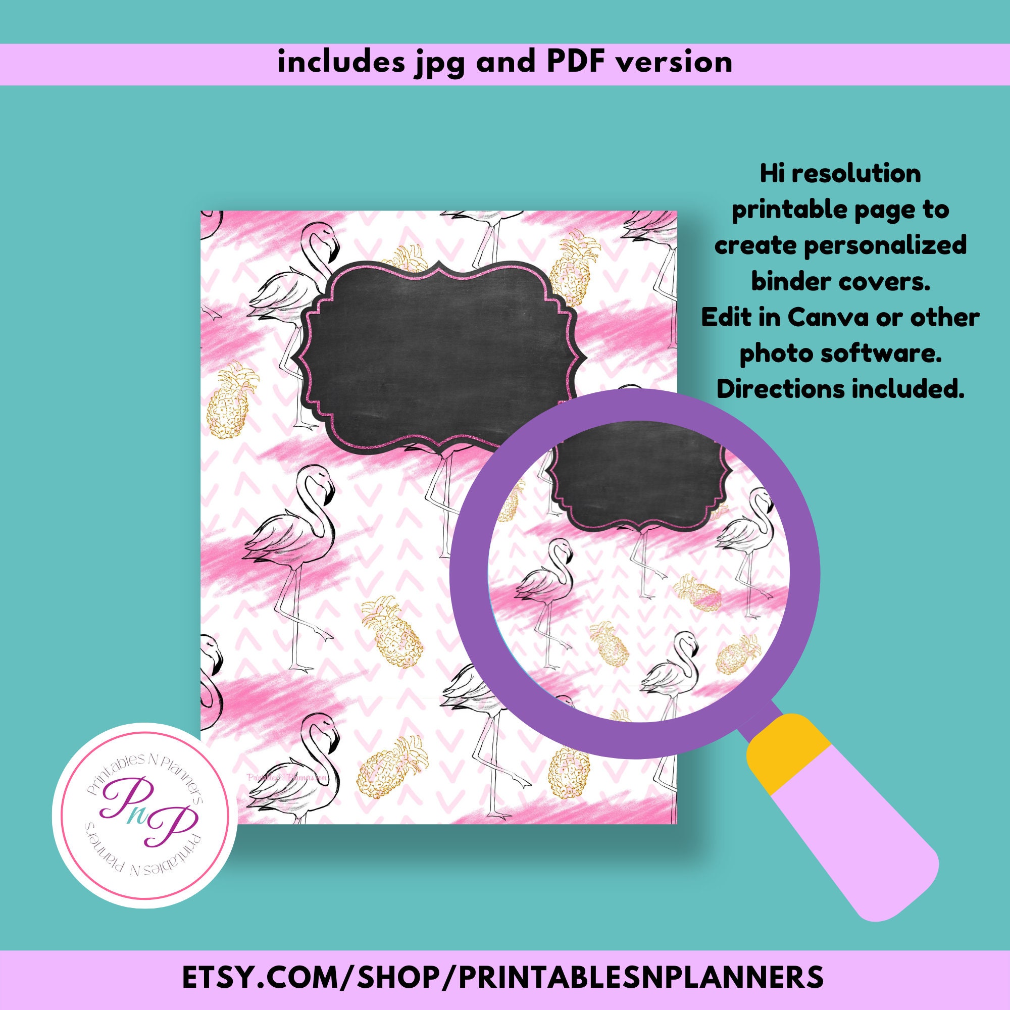 Flamingo Printable Binder Covers, Pink and Gold Printable Notebook ...