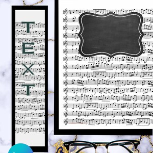 Music Note Printable Binder Cover Set, Binder Cover, Spine and Back ...