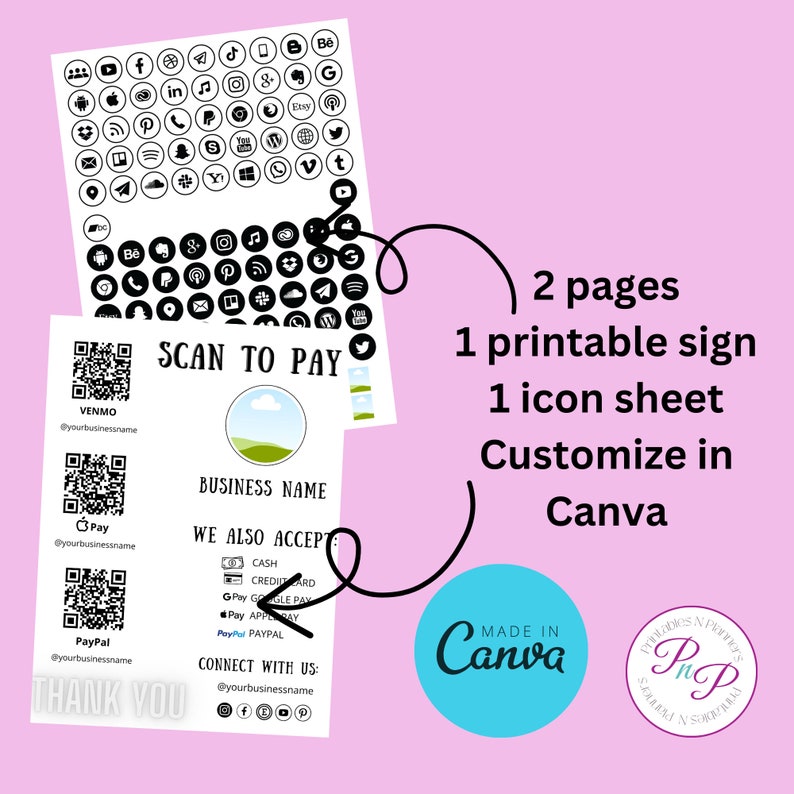 Scan to Pay Sign Editable QR Code Sign Printable Payment Sign Canva ...