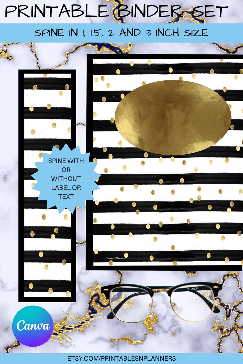 Gold Confetti Printable Binder Cover Set Spine and Back Cover Download ...