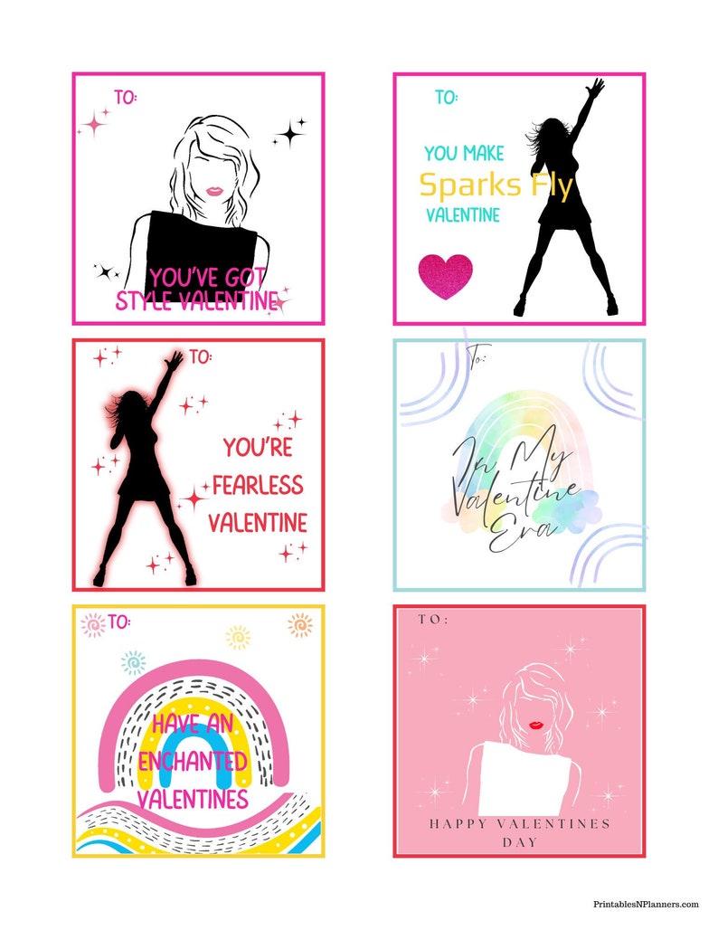 Taylor Swift Inspired Printable Valentines Day Cards Swiftie Valentines ...