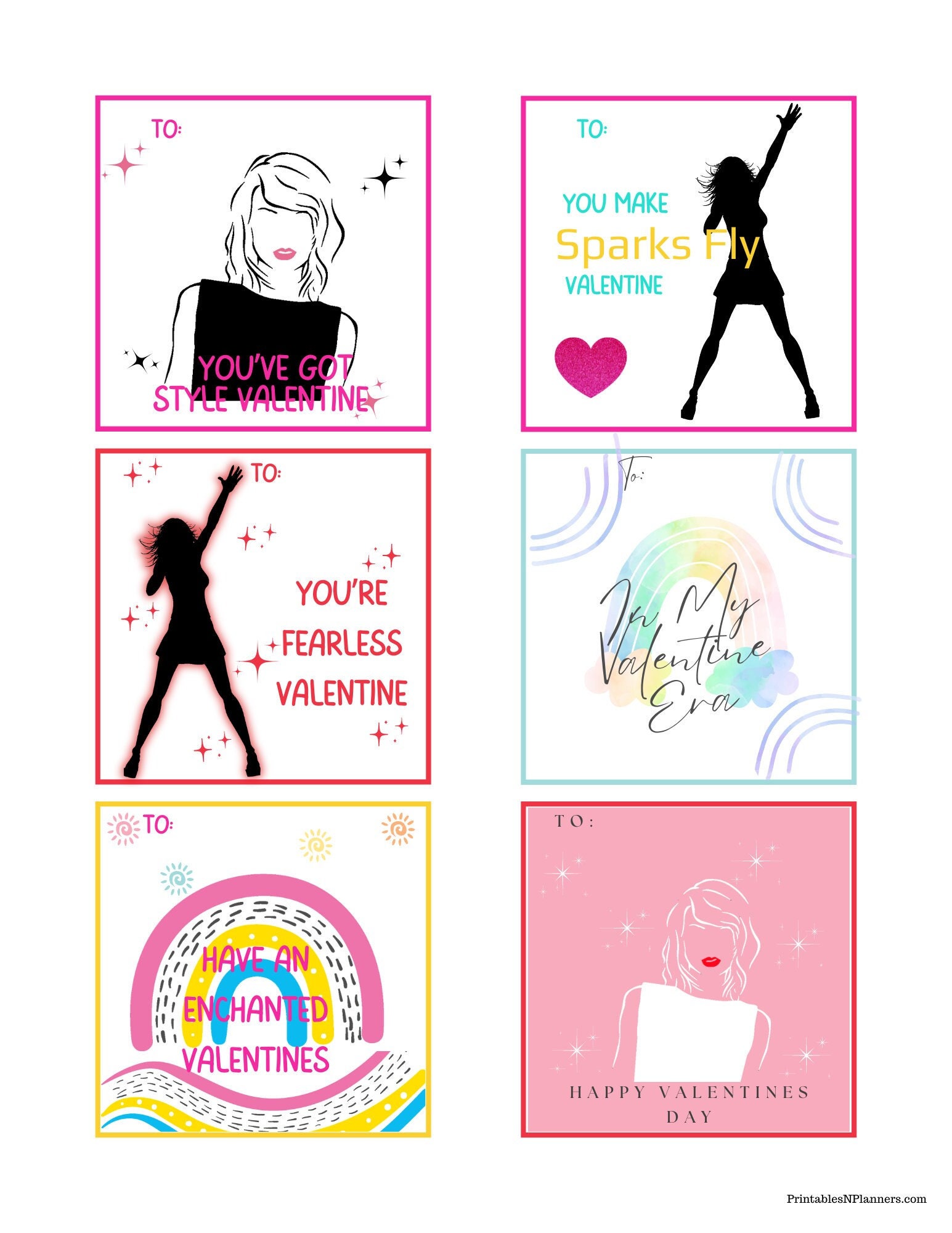 Taylor Swift Inspired Printable Valentines Day Cards Swiftie Valentines ...
