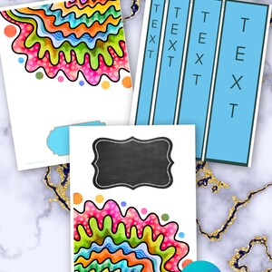 Doodle Colorful Print Printable Binder Cover Set, Binder Cover Spine ...