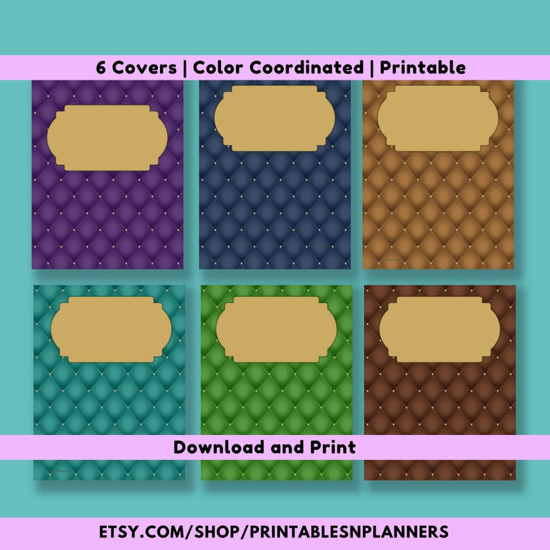 Quilted Jewel Elegant Printable Binder Covers, Download, Editable ...