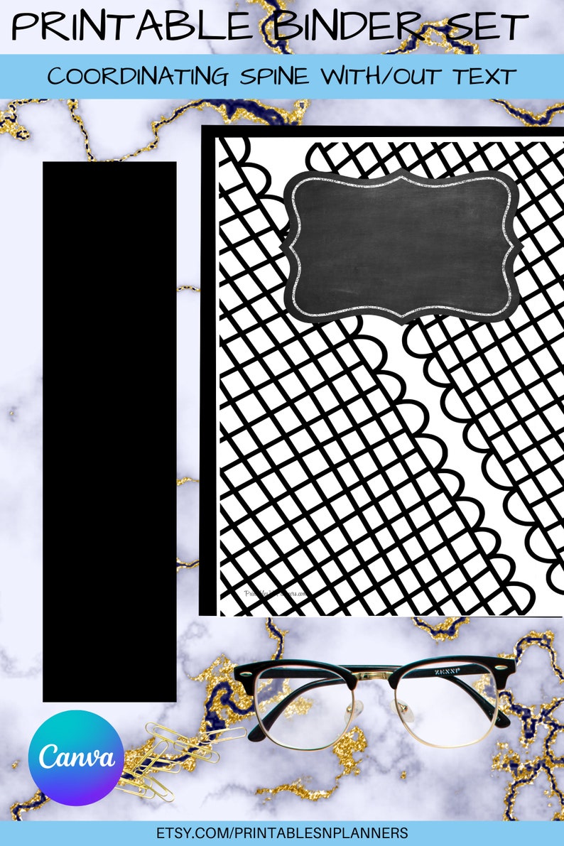 Doodle Black and White Printable Binder Cover Set Binder Cover, Spine ...