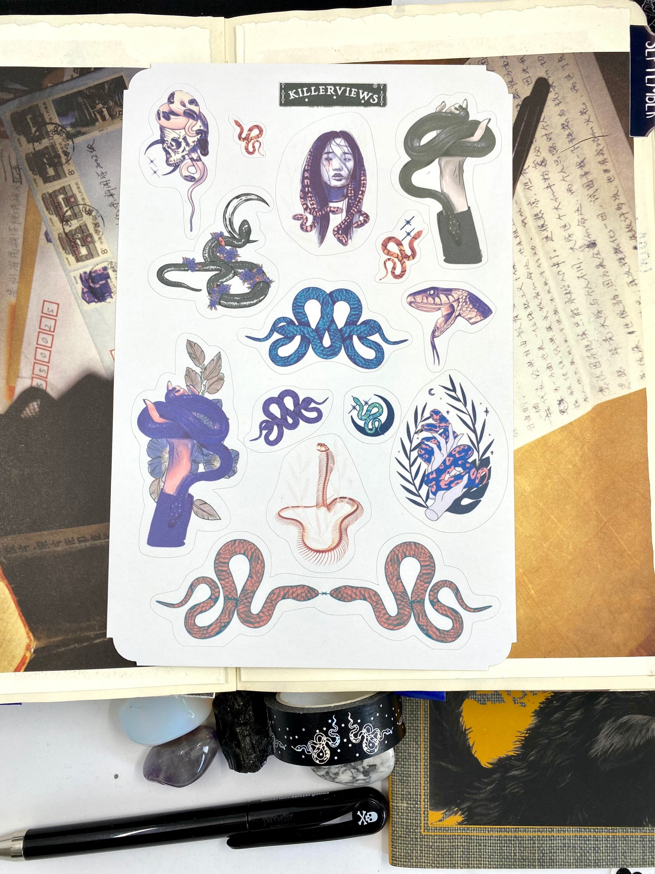 Snakes sticker sheet for bullet journal kit and planner | Etsy