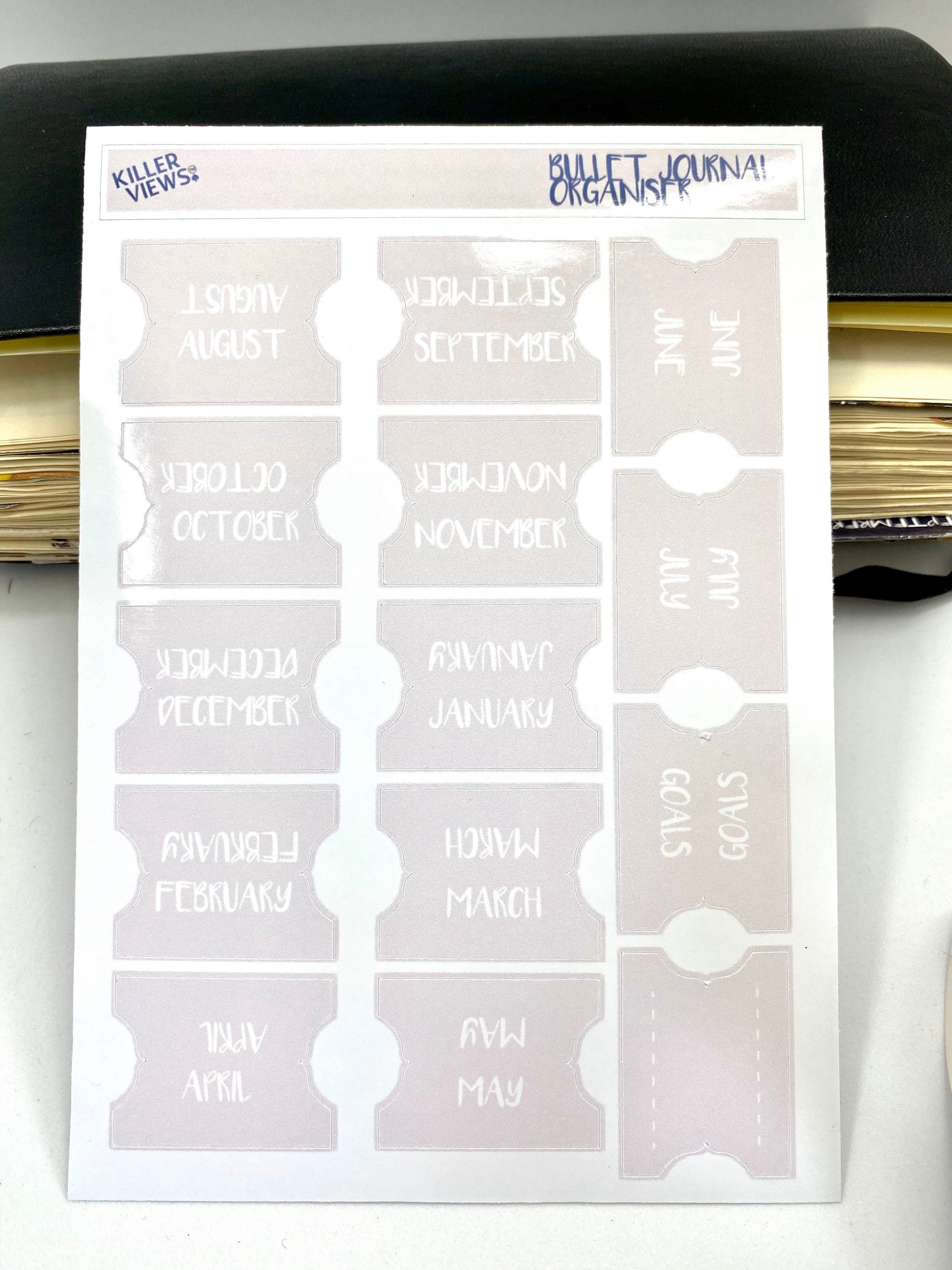 Month Sticker tabs for Bullet journal kits and planner in | Etsy