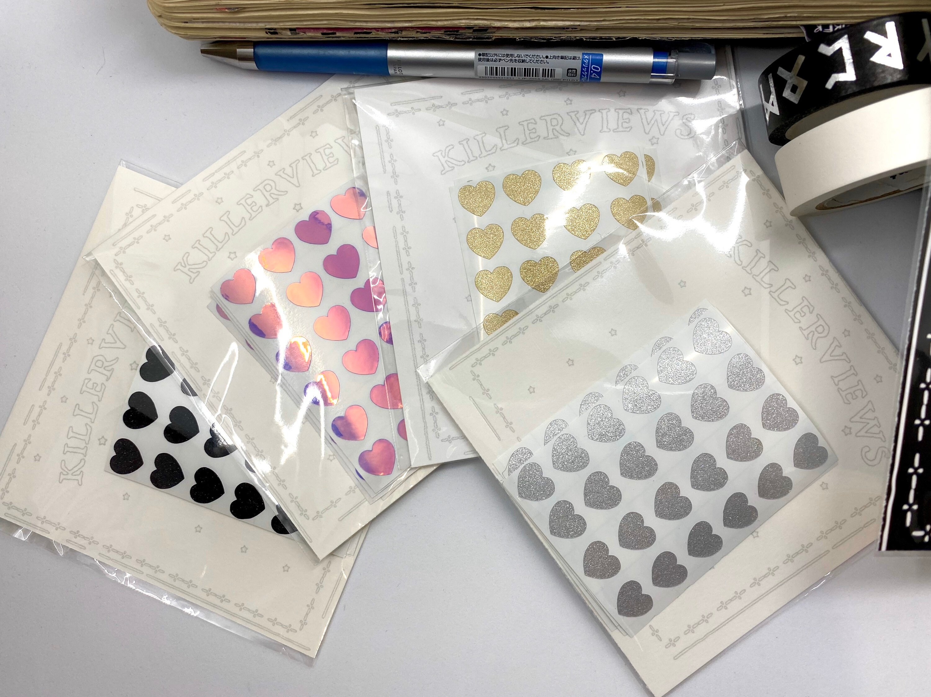 Glitter Heart Stickers for bullet journalling and scrapbooks or ...