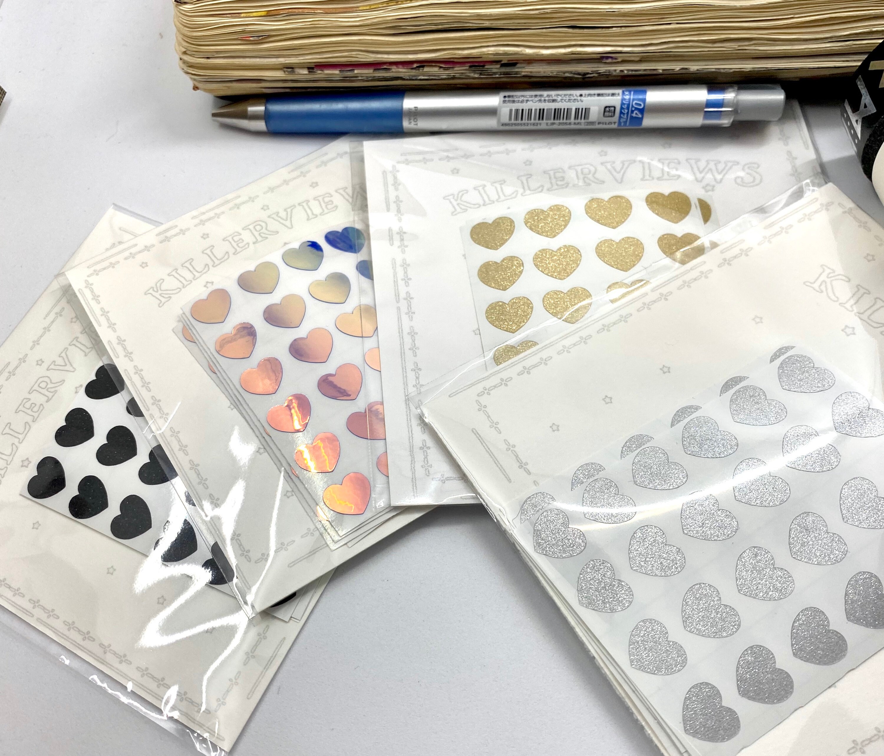 Glitter Heart Stickers for bullet journalling and scrapbooks or ...