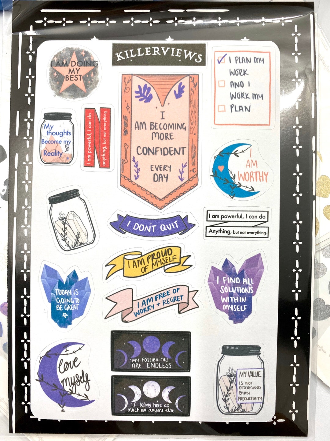 Affirmation Sticker Sheet Positive Self Care Planner Sticker Sheet ...