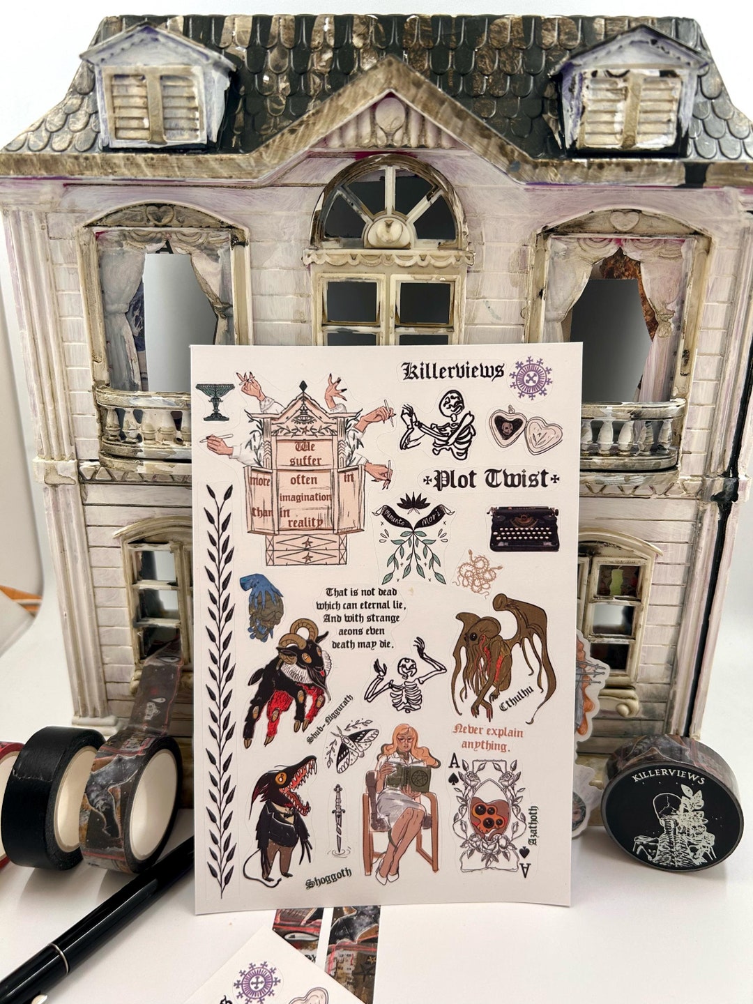HP Lovecraft Mini Monsters Gothic Sticker Sheet for Bullet Journal Kit ...