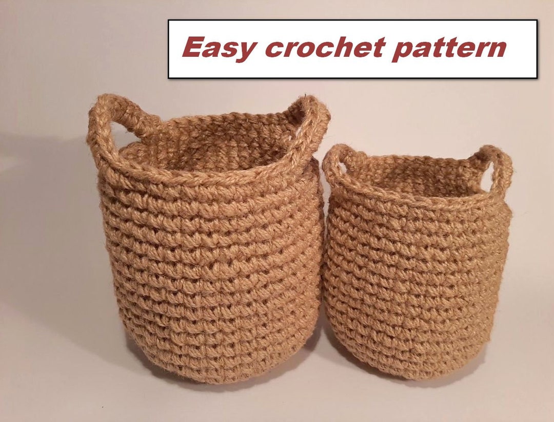 Crochet Basket Pattern With Handles 2 Sizes Kitchen Basket - Etsy