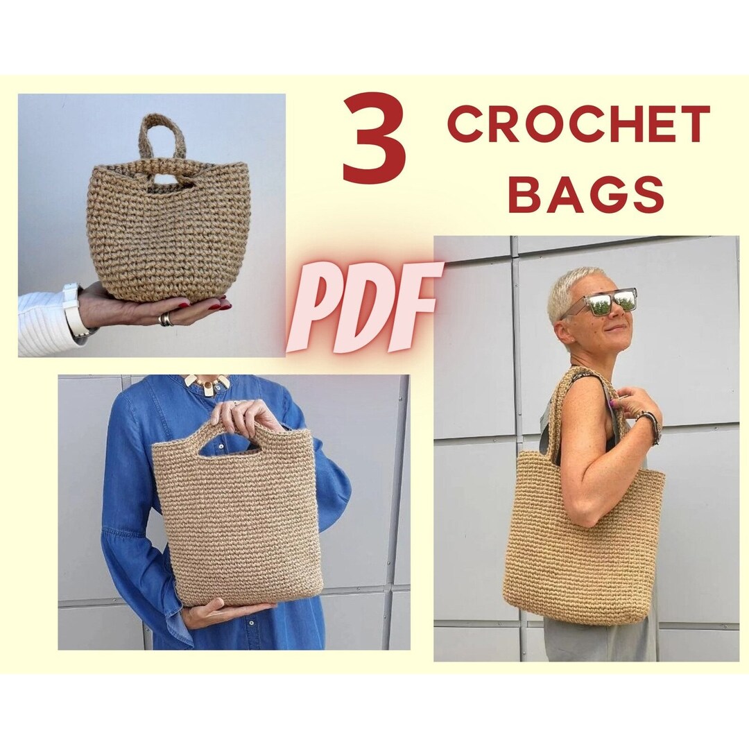 Set of 3 Crochet Summer Bag Patterns- Patterns of Crochet Knot Purse ...