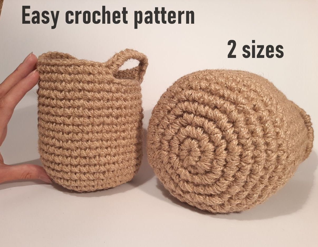 Crochet Basket Pattern With Handles 2 Sizes Kitchen Basket Storage PDF ...