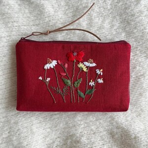 Handcrafted Floral Makeup Bag, Botanical Embroidery Pouch, Nature ...