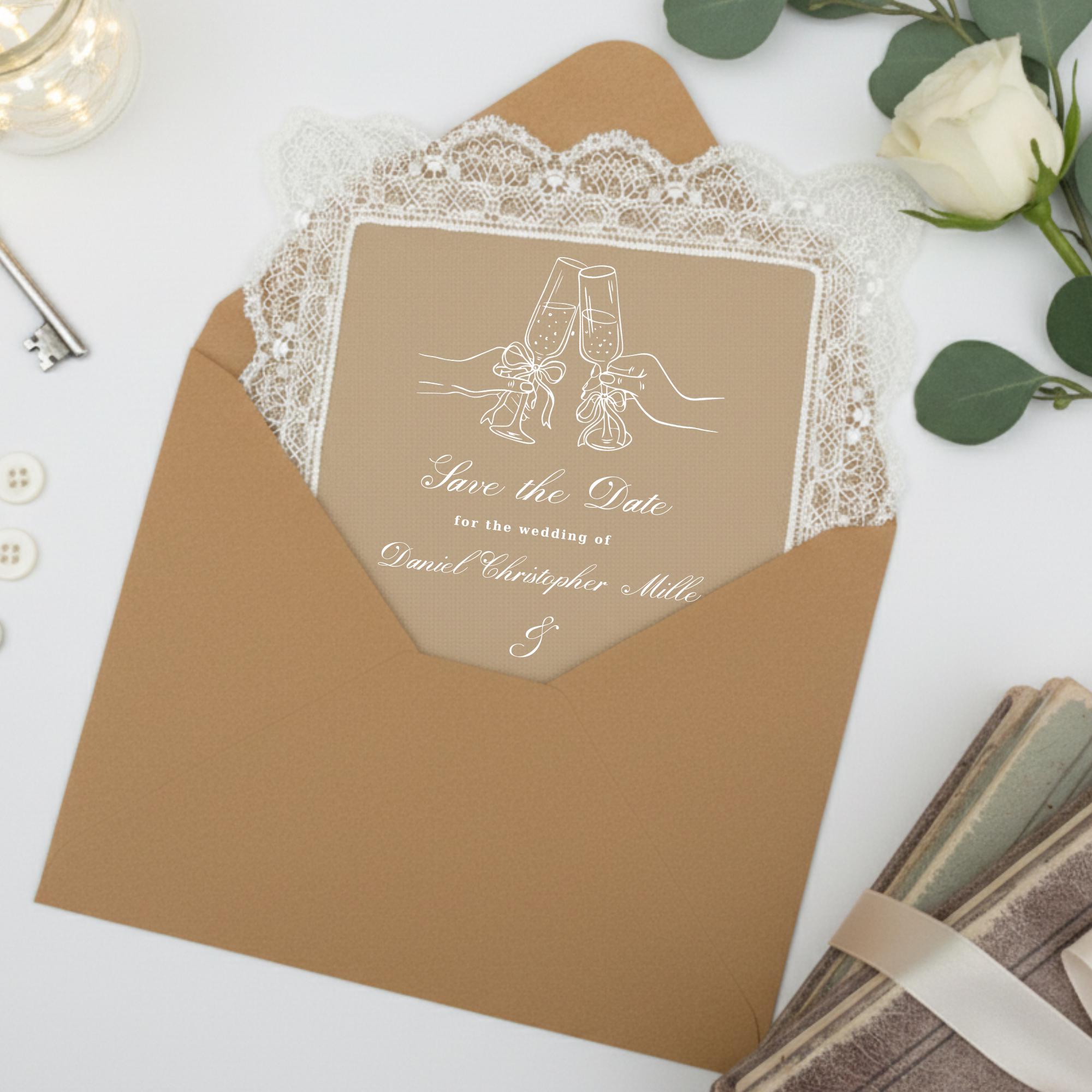Personalized Sheer Lace Wedding Invitations: Classic Old Hollywood ...