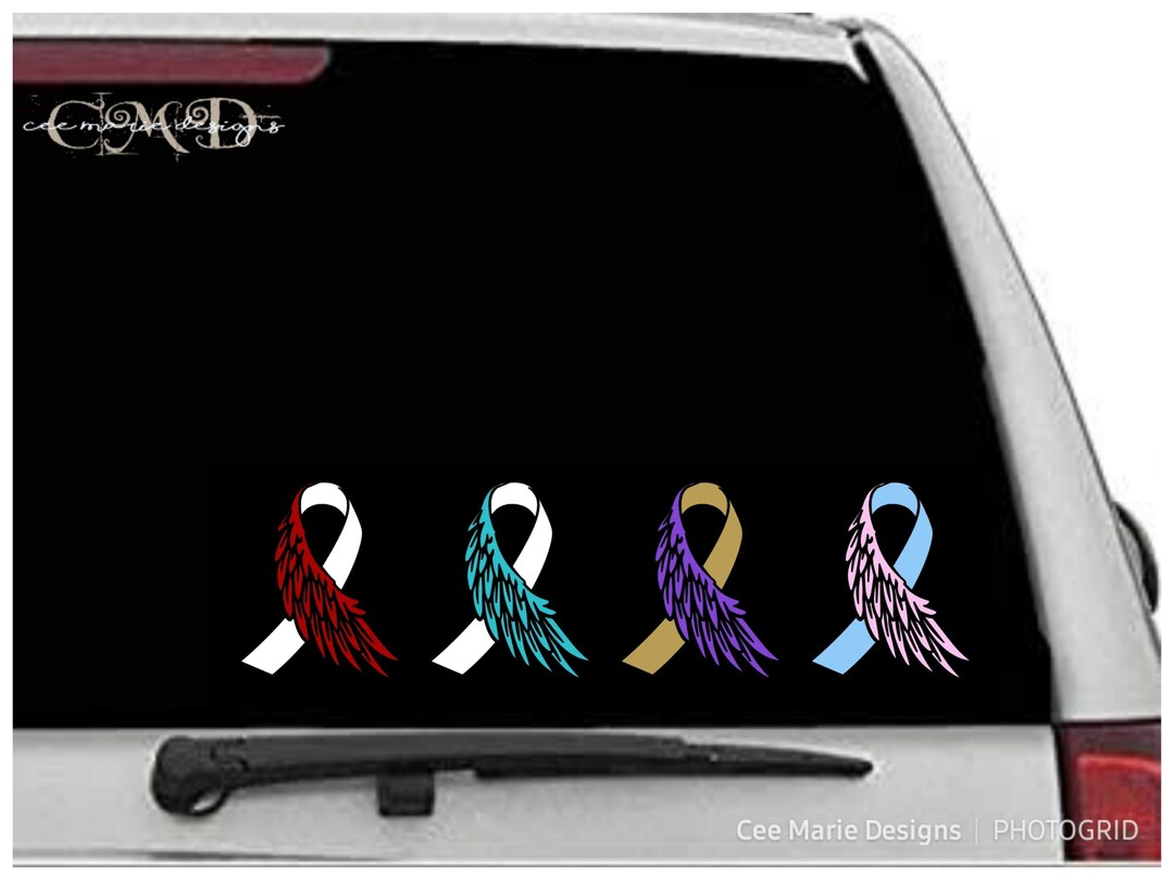 Angel Wing Awareness Ribbon Vinyl Decal 2 Colors FREE - Etsy