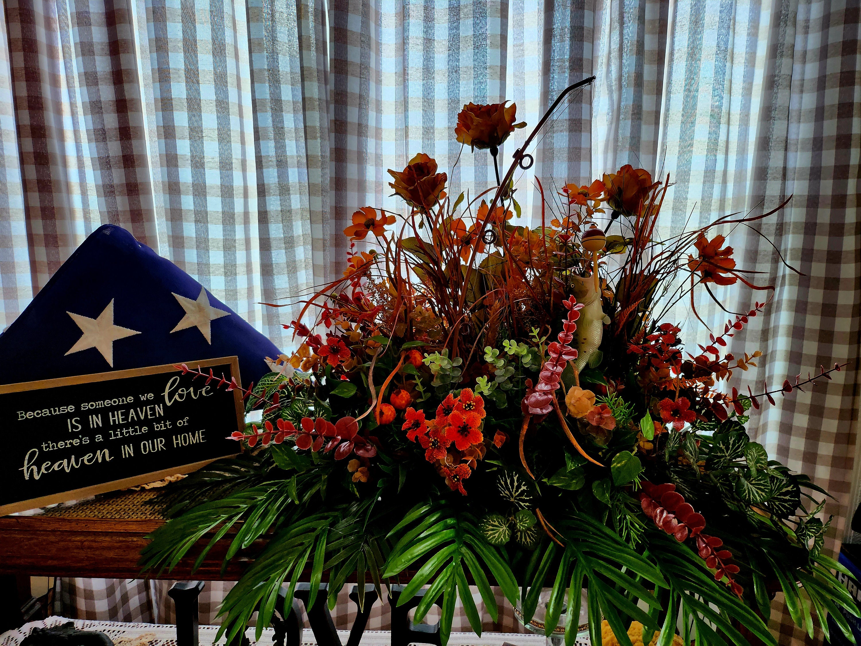 Fishing Memorial Saddle Fishing Casket Spray Fishing Funeral Spray ...