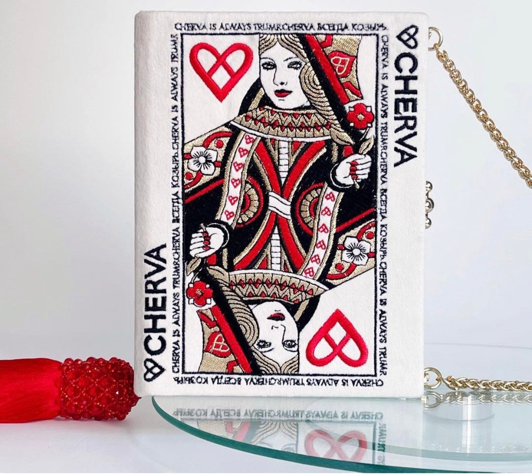 Clutch “queen of Heart”, Playing Card Purse,embroidered Clutch Heart ...