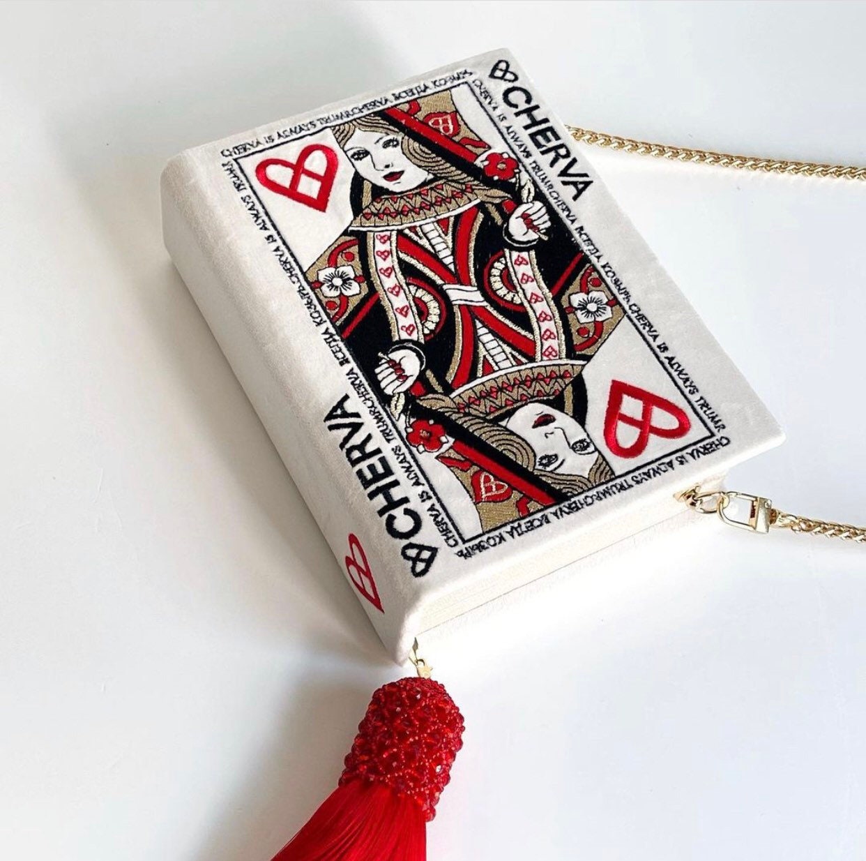 Clutch “queen of Heart”, Playing Card Purse,embroidered Clutch Heart ...