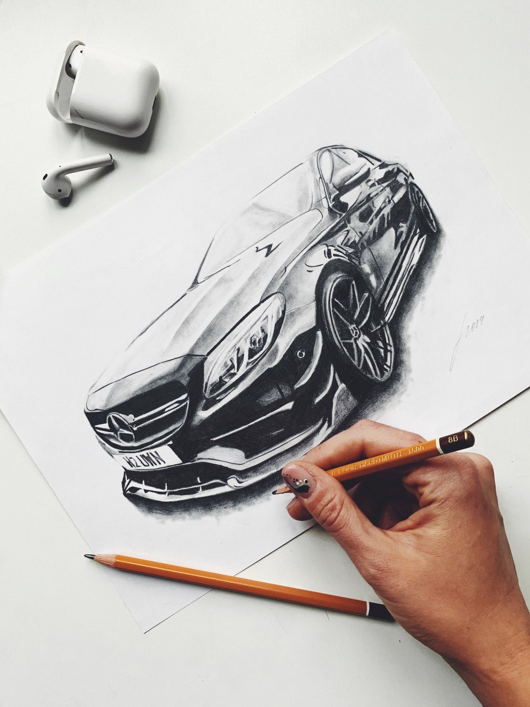 Custom Car Drawing Size A4 (8.3 X 11.7) / Car Portrait / Personalised ...
