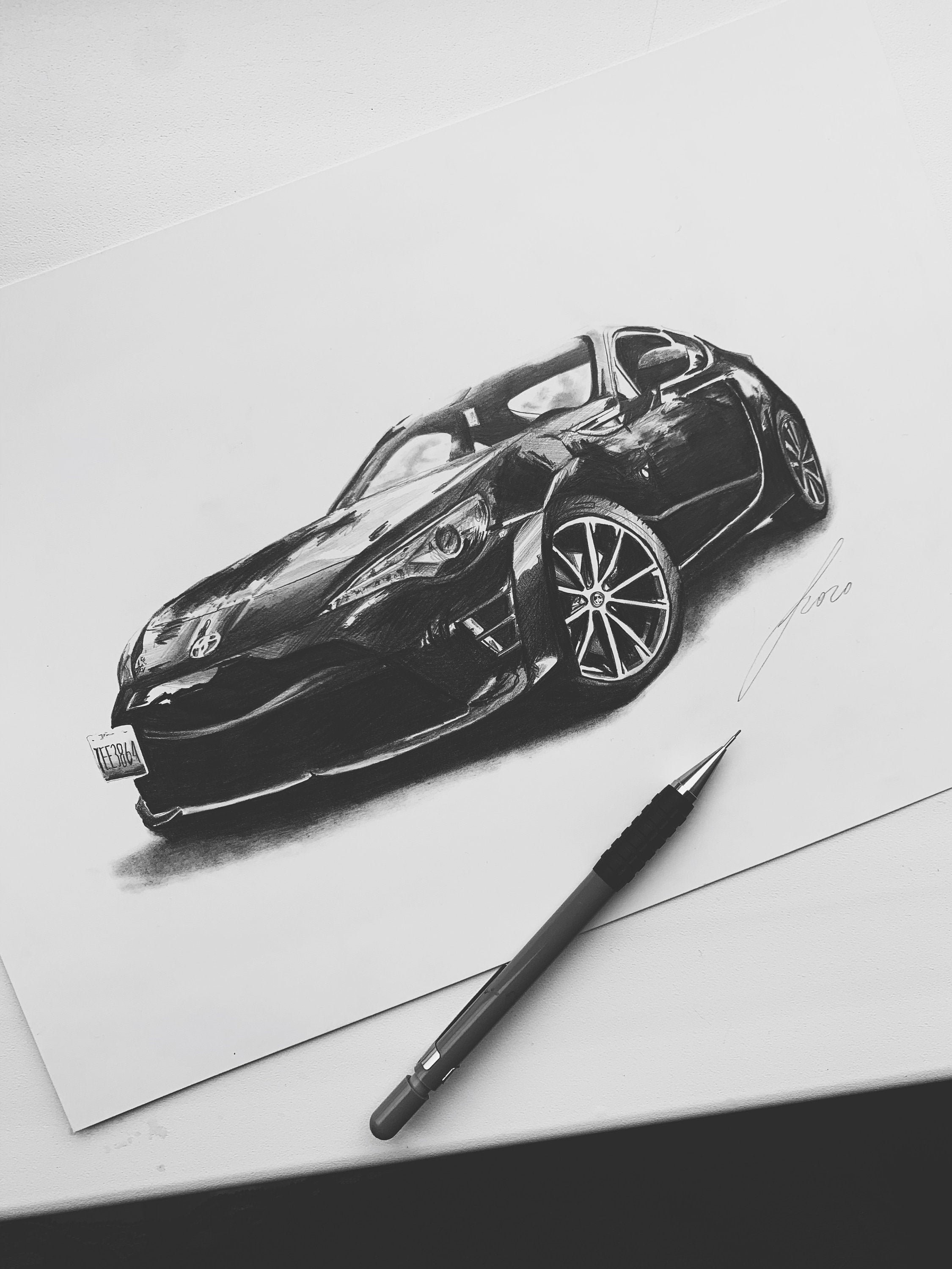Custom Car Drawing Size A4 (8.3 X 11.7) / Car Portrait / Personalised ...