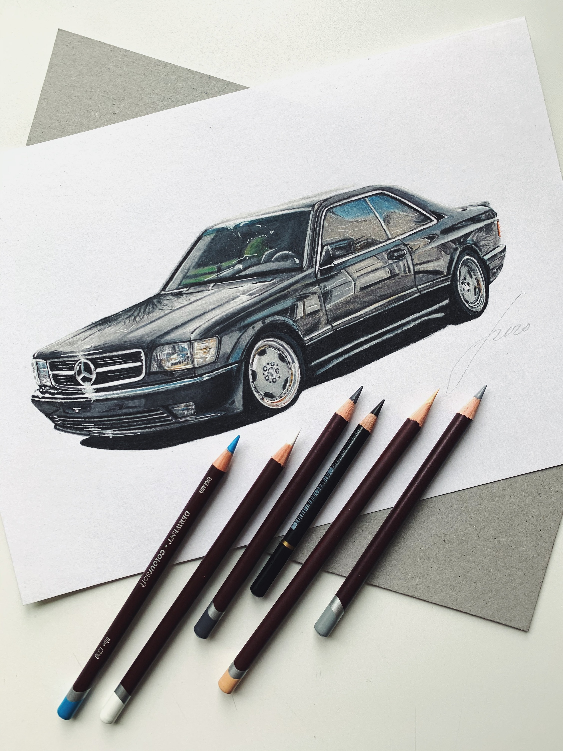 Colored Custom Car Drawing Size A4 (8.3 X 11.7) / Car Portrait ...