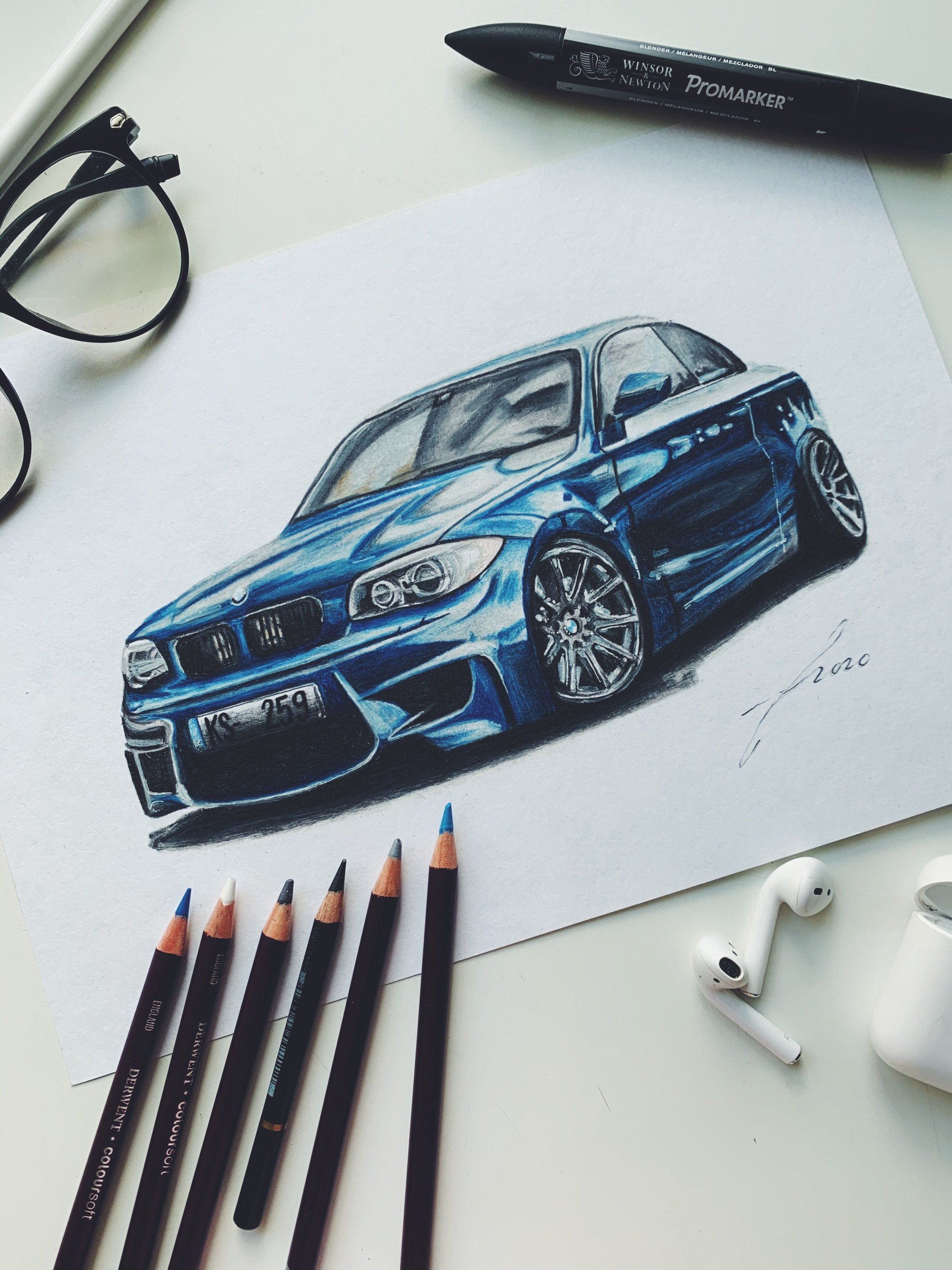 Colored Custom Car Drawing Size A4 8.3 X 11.7 / Car Portrait | Etsy
