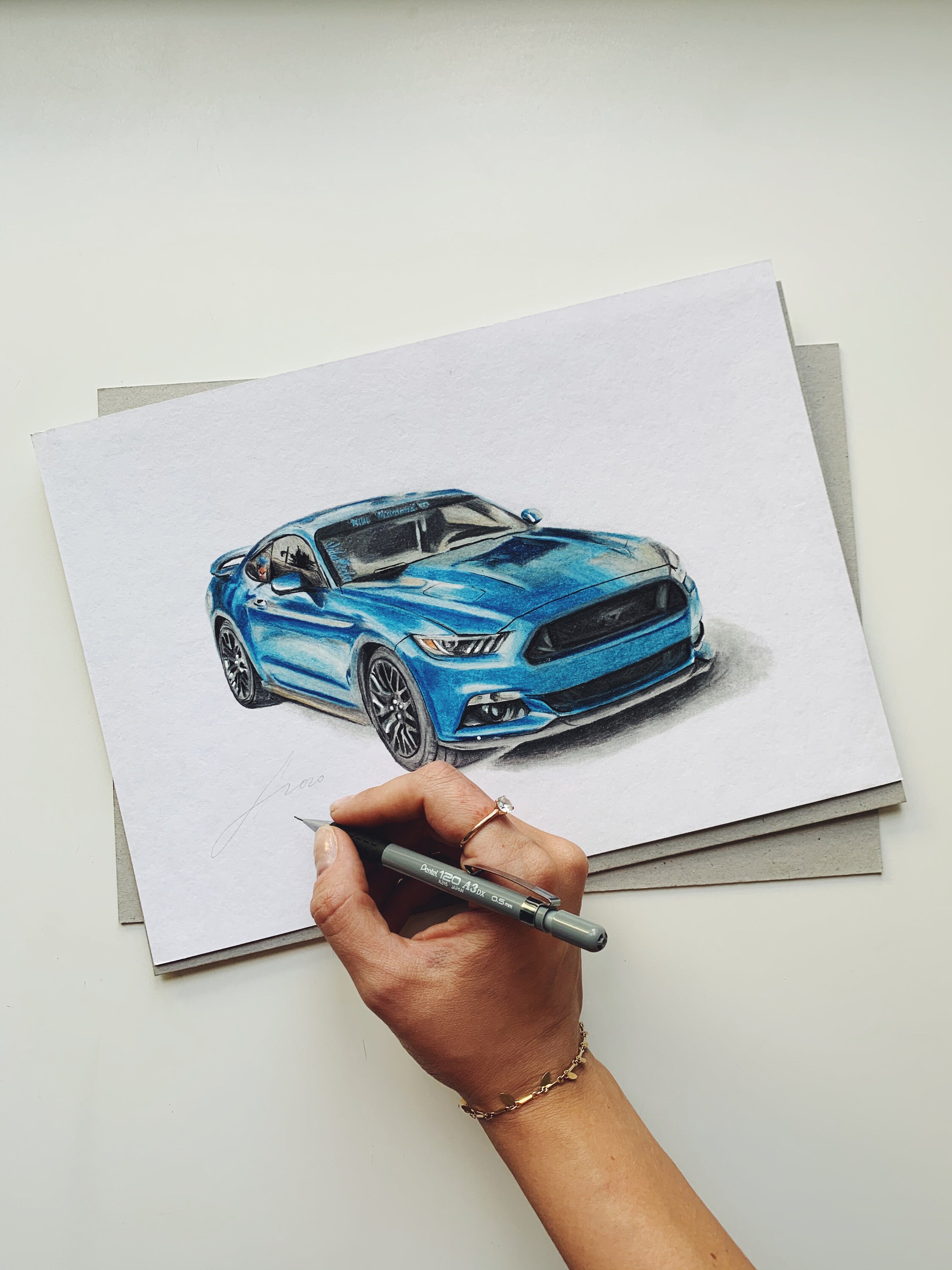 Colored Custom Car Drawing Size A4 (8.3 X 11.7) / Car Portrait ...